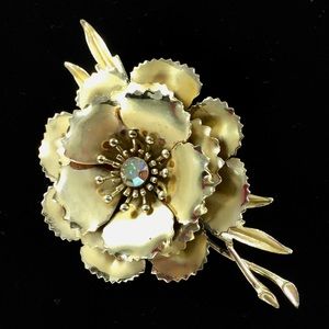 Coro | Jewelry | Statement Vintage Coro Pin Brooch Gold Flower Ab ...